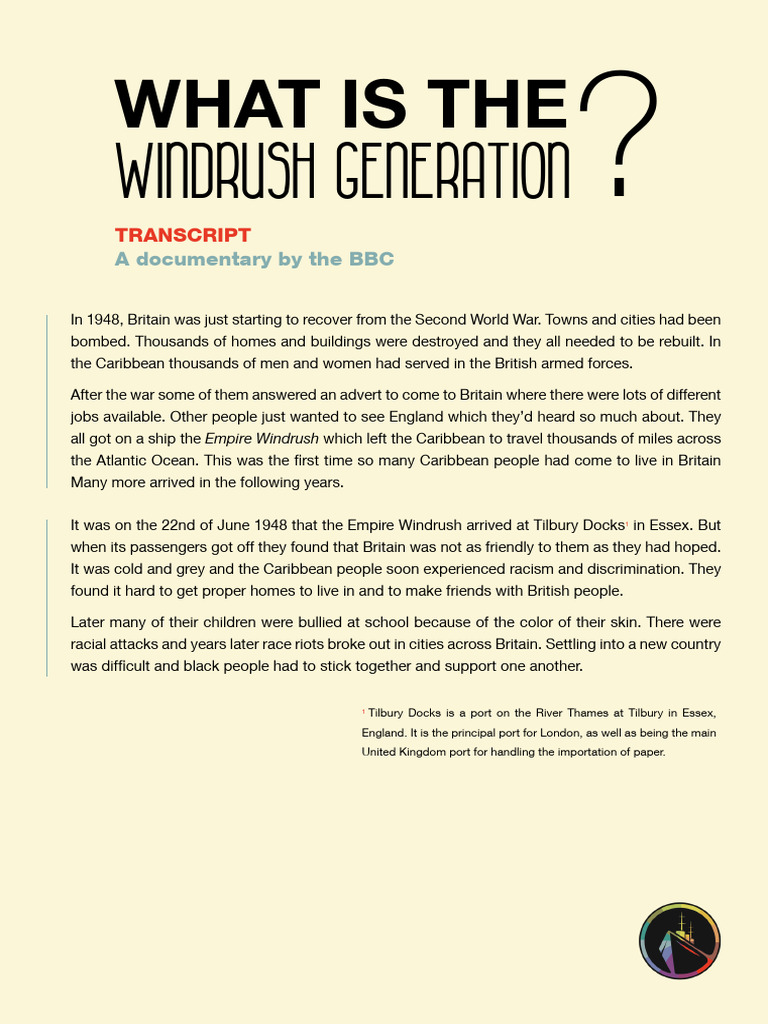 What Is The Windrush Generation - BBC - Transcipt | PDF