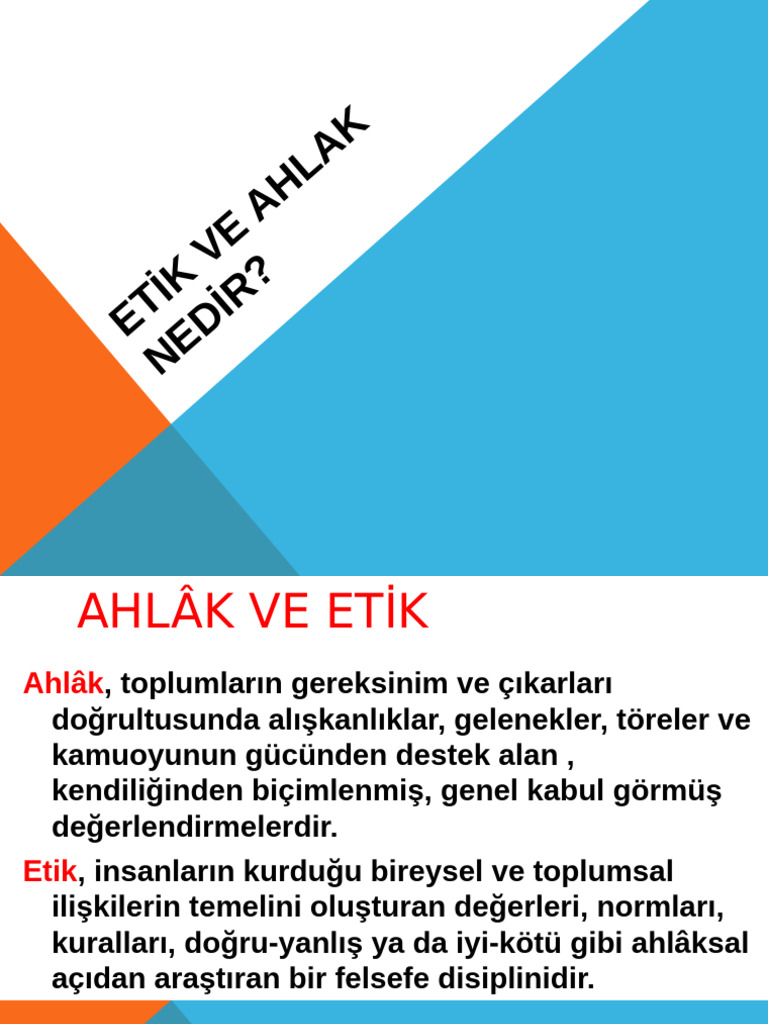 Etik Ve Ahlak Nedir | PDF