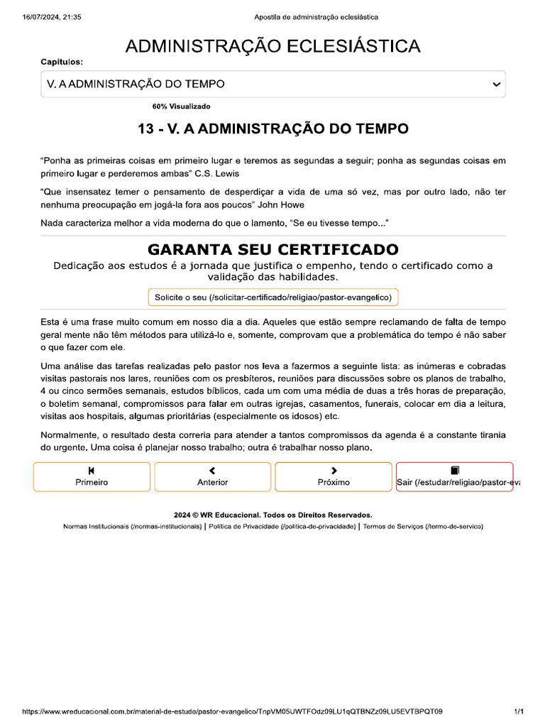 13 A Adm Do Tempo | PDF