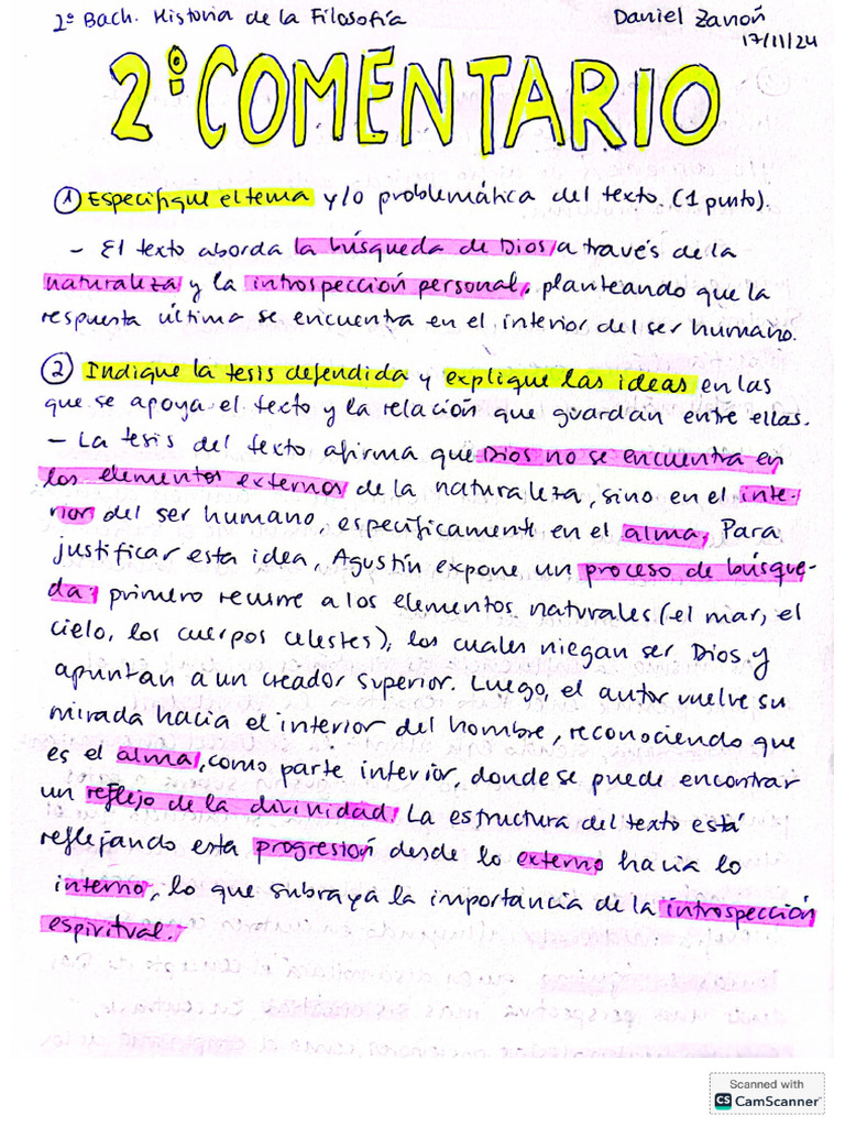 2º Comentario San Agustín de Hipona Daniel Zanón 2º Bach-A | PDF