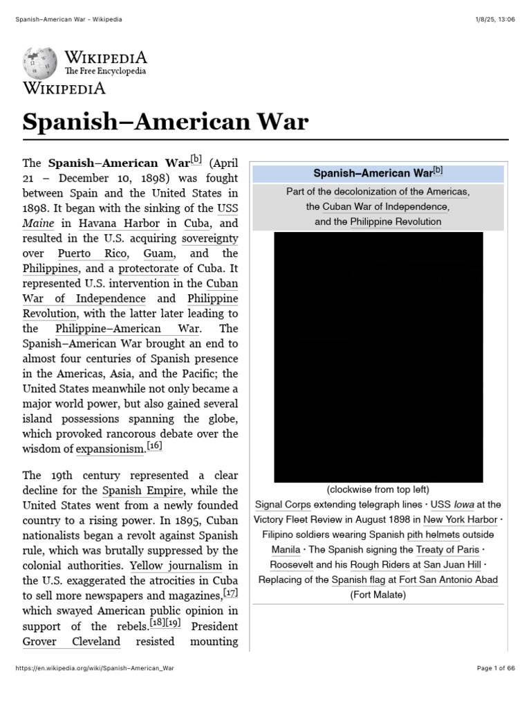 Spanish–American War - Wikipedia | PDF | Spanish Empire | Cuba