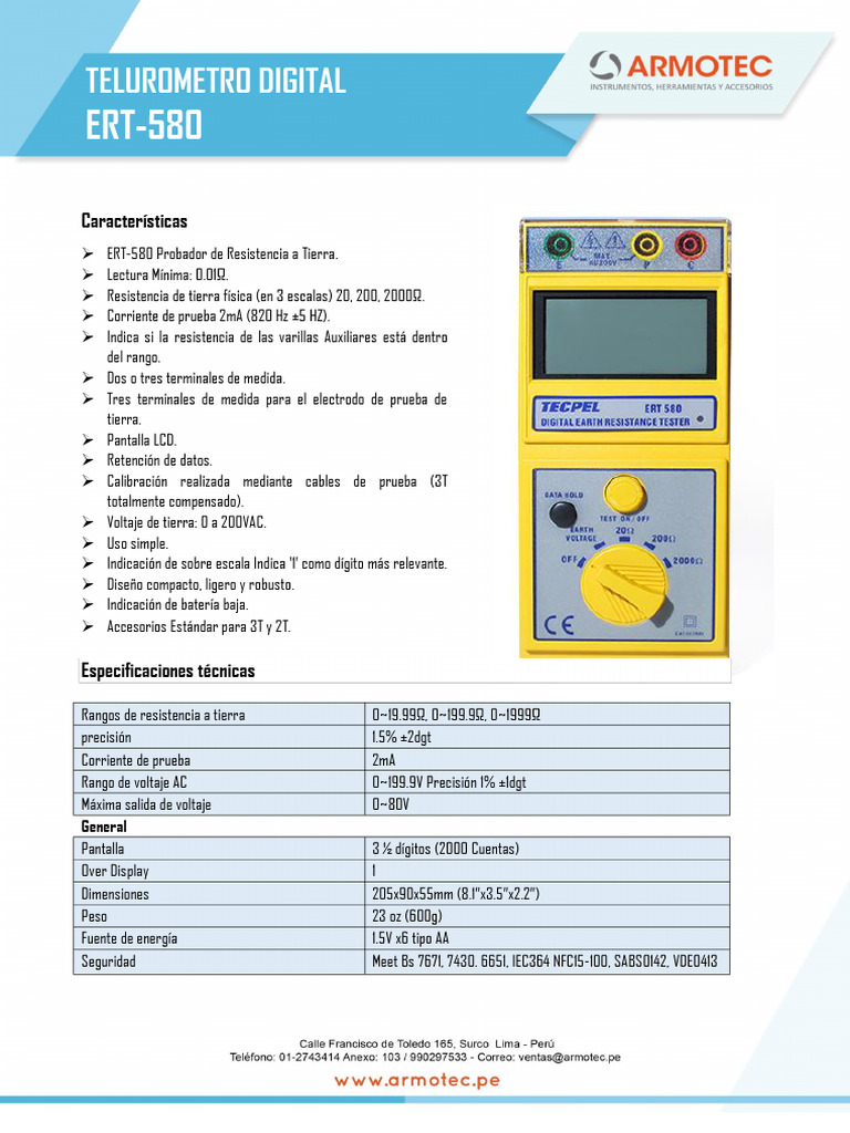 Telurómetro Digital - ERT-580 | PDF