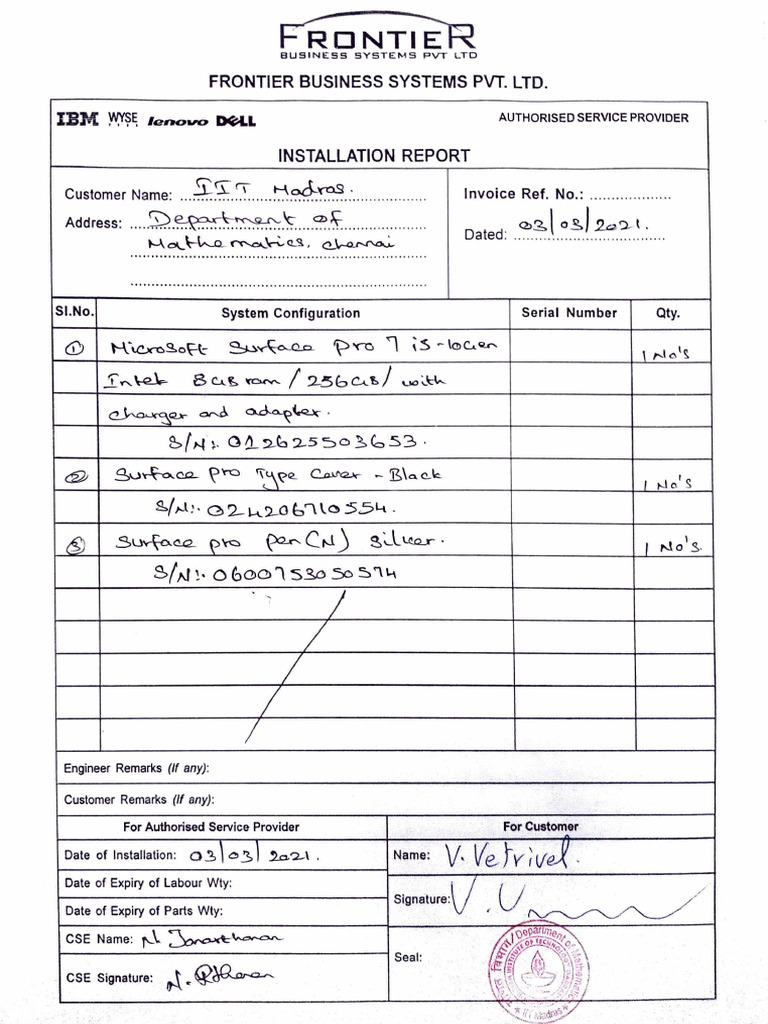 IIT Madras - Mathematics Dept Installation Report | PDF