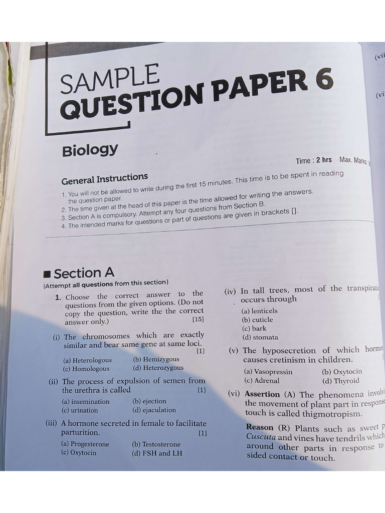 Sample Paper With Answers | PDF