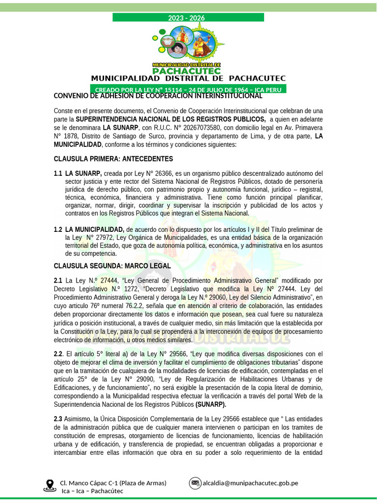 1.- CONV. SUNARP. MDP 2024 | PDF | Gobierno local | Justicia