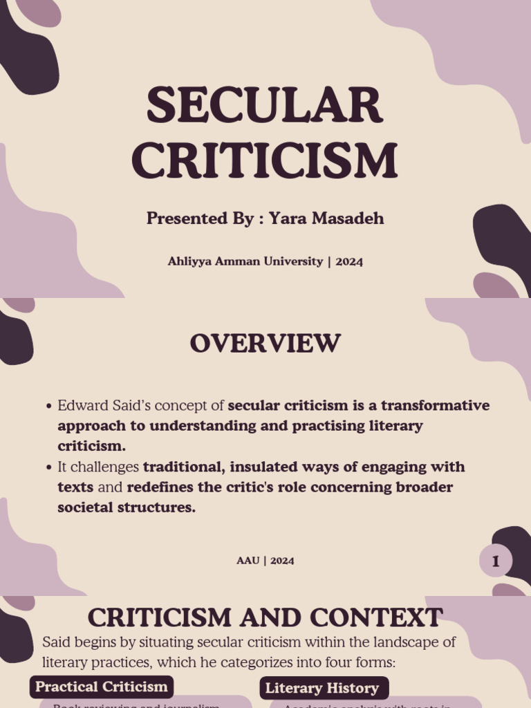 Secular Criticism Unveiled | PDF | Literary Theory | Poetry