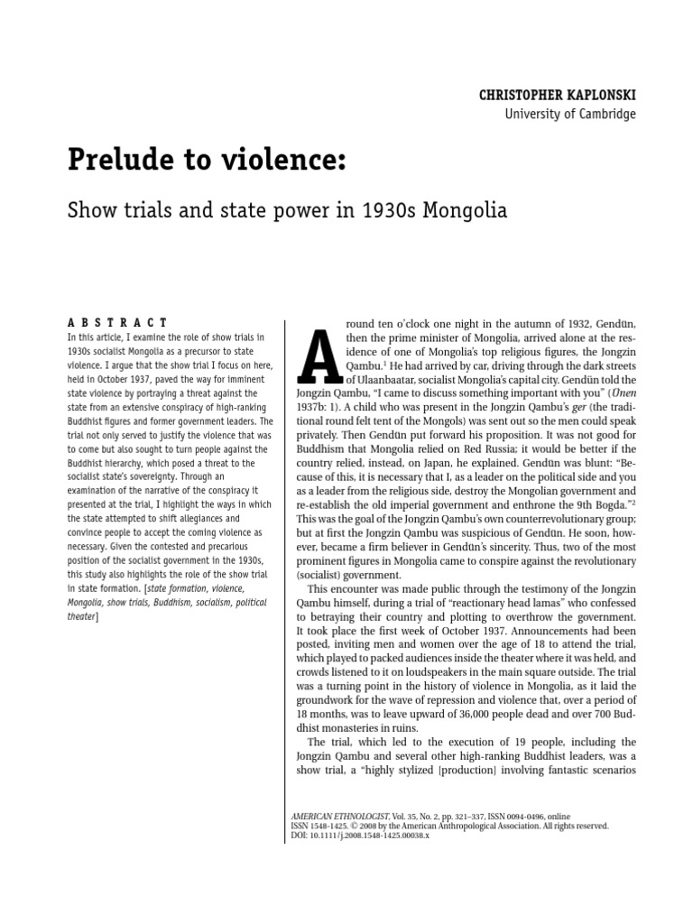 1930s Mongolia: Show Trials & Power | PDF | Mongolia | Mongols