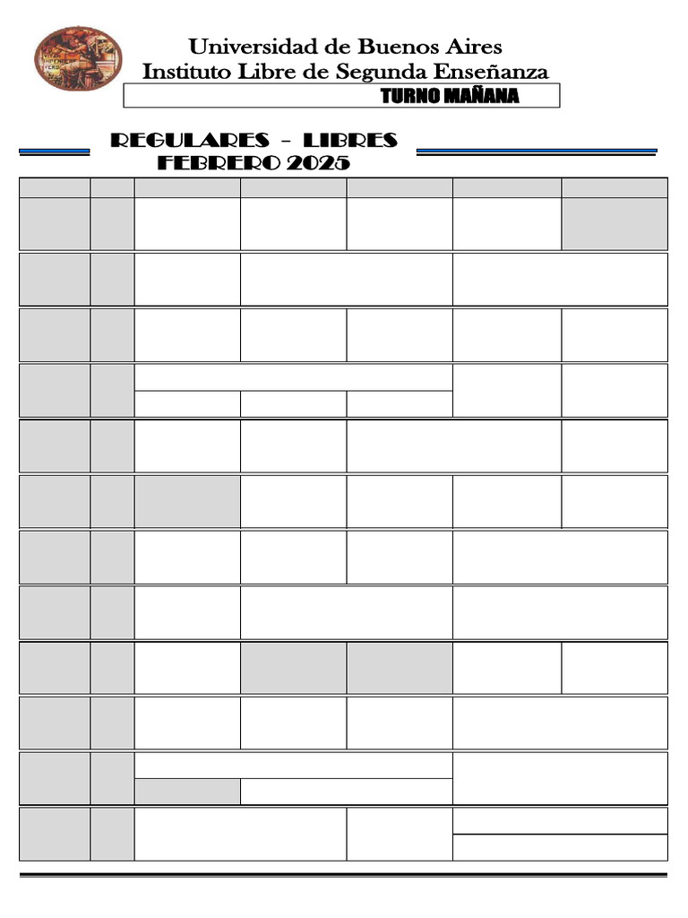 Calendario Exámenes UBA Febrero 2025 | PDF | Educación en artes ...