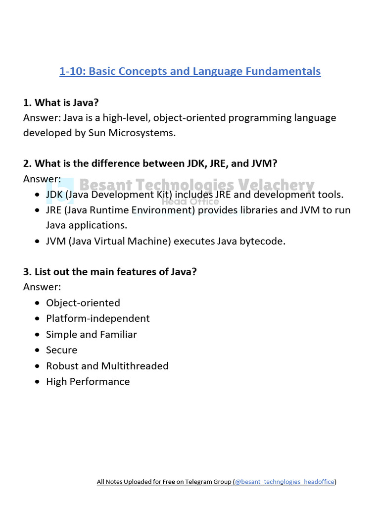 100+ Java Interview Q&A | PDF | Inheritance (Object Oriented Programming) | Method (Computer ...