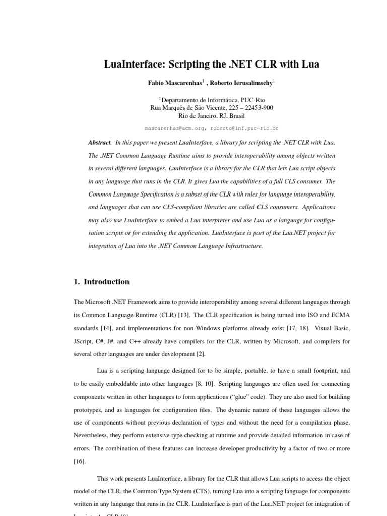 Fabio Mascarenhas, Roberto Ierusalimschy | PDF | Method (Computer ...