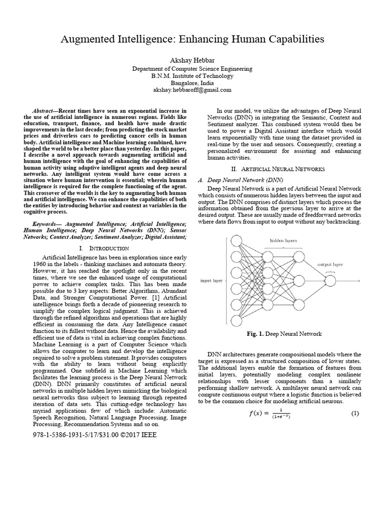 Augmented Intelligence Pdf Deep Learning Artificial Intelligence