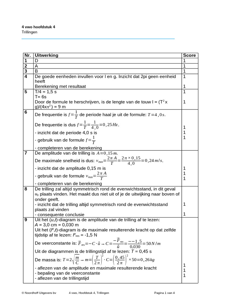 Overal Natuurkunde 5.1 4v H4 Correctiemodel Oefentoets | PDF