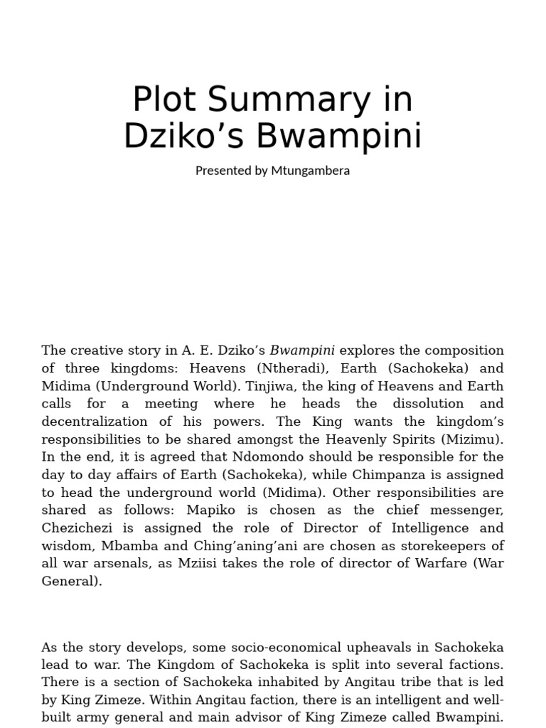 Plot Summary in Dziko’s Bwampini | PDF | Trojan War | Helen Of Troy
