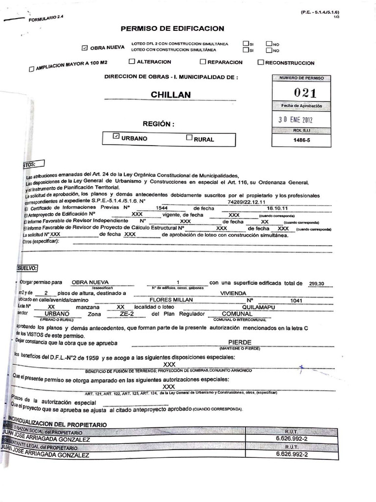Permiso de Edificación en Chillán | PDF