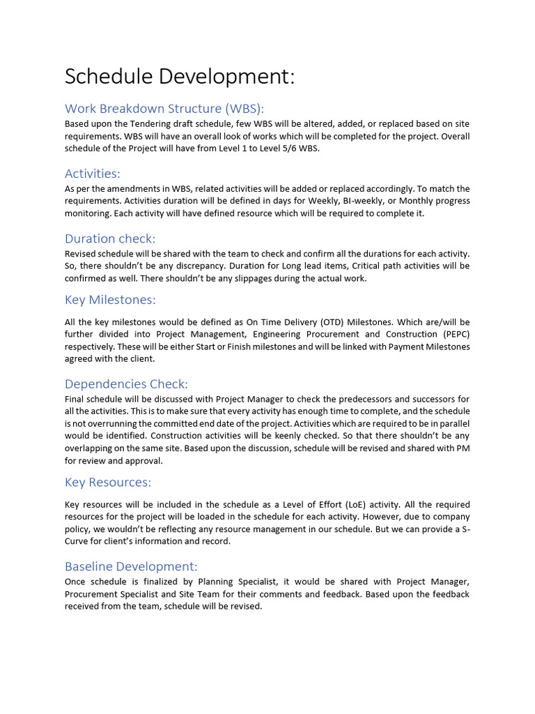 Schedule Development | PDF | Project Management