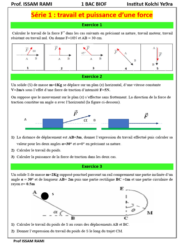 Travail | PDF | Obliger | Pendule (physique)