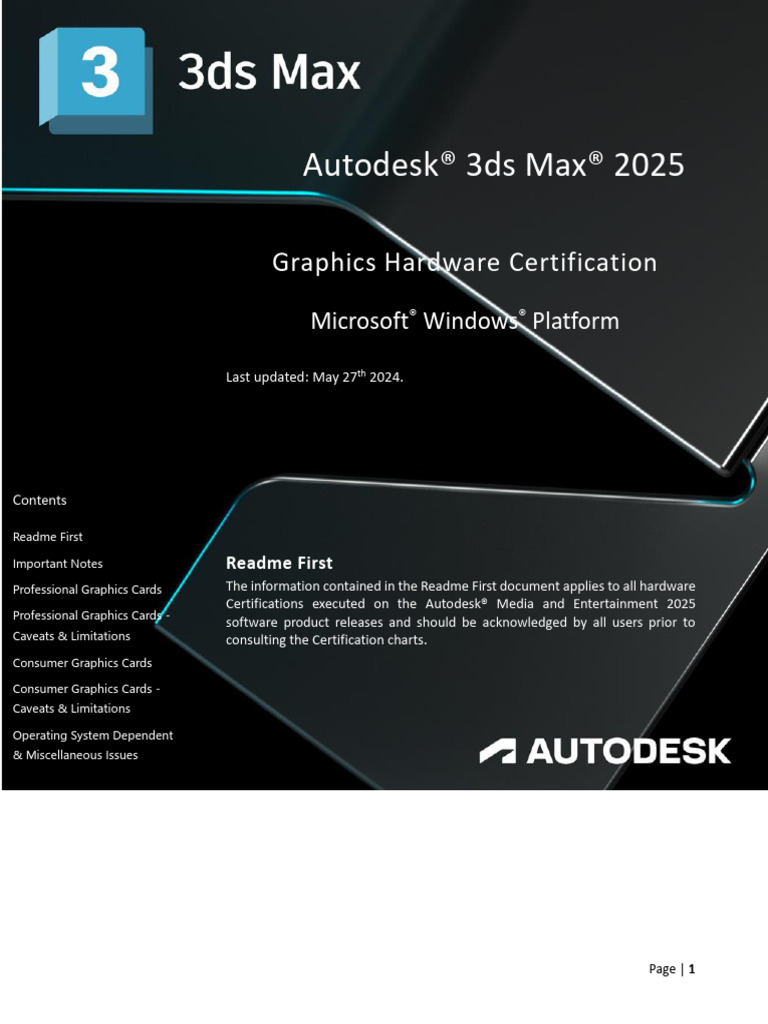 3dsmax - 2025 - 2024!03!26 Graphics Hardware Certification | PDF ...