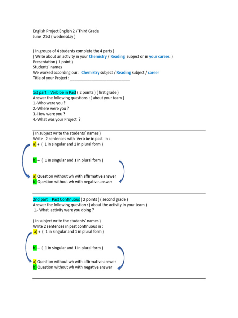 English Project E2 Third Grade June 2023 | PDF