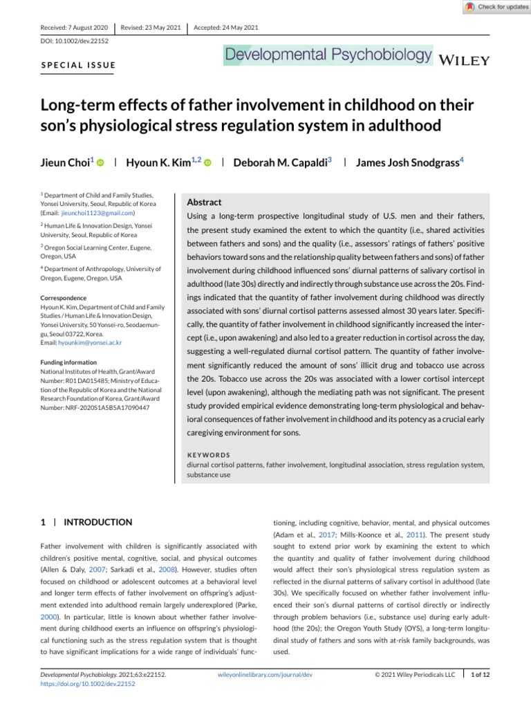Long-Term Effects of Father Involvement | PDF | Hypothalamic–Pituitary ...