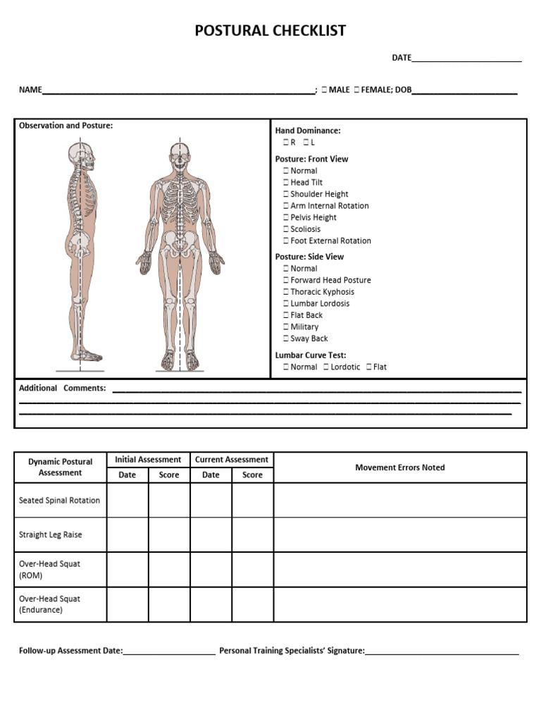 postural assessment form | PDF