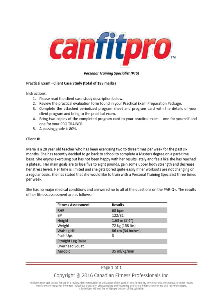 Personal Training Case Study | PDF