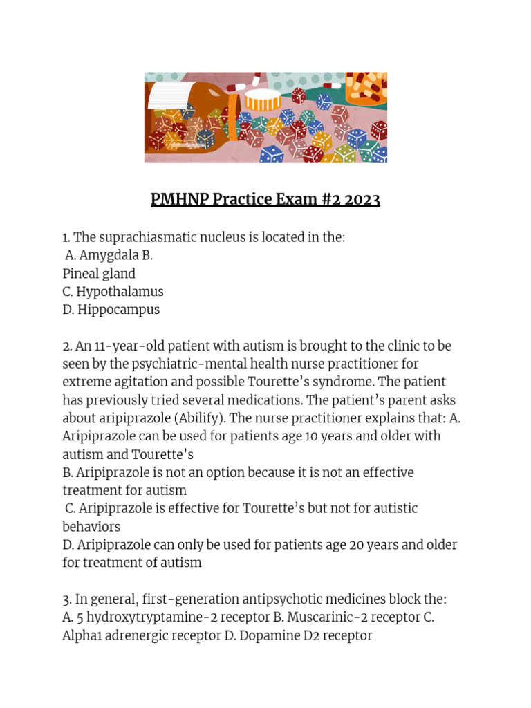PMHNP Review Practice Questions 2 | PDF | Antidepressant | Brainstem