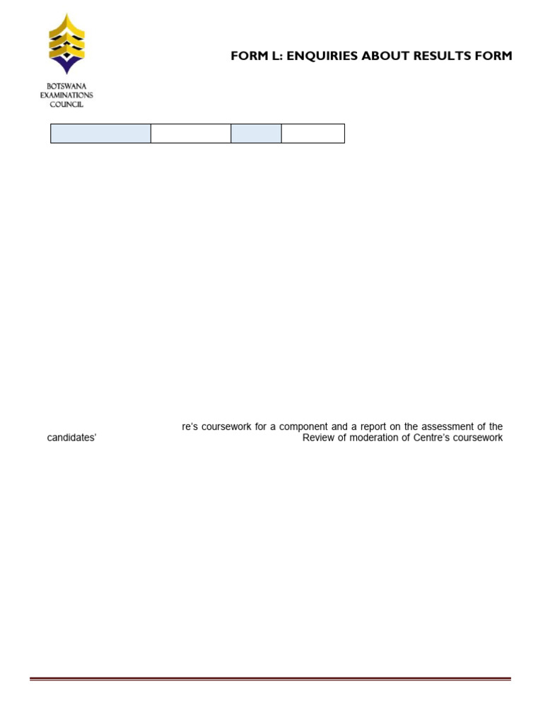 Bec.eac.p16.f01.v4 Form l Enquiry About Results Form | PDF