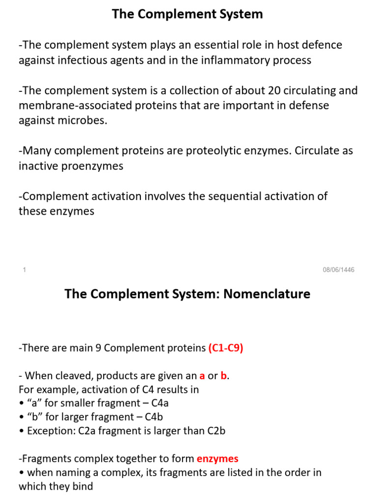 The Complementa System and Other Topics | PDF | Complement System | Immune System
