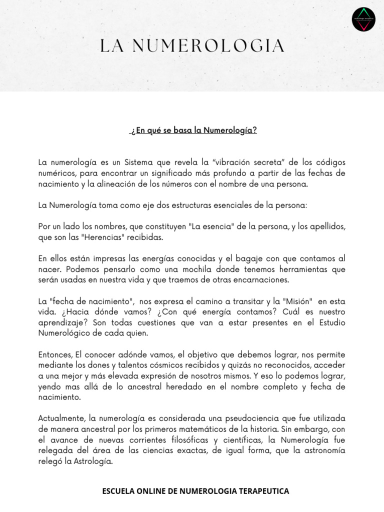 En Que Se Basa La Numerologia EONT | PDF