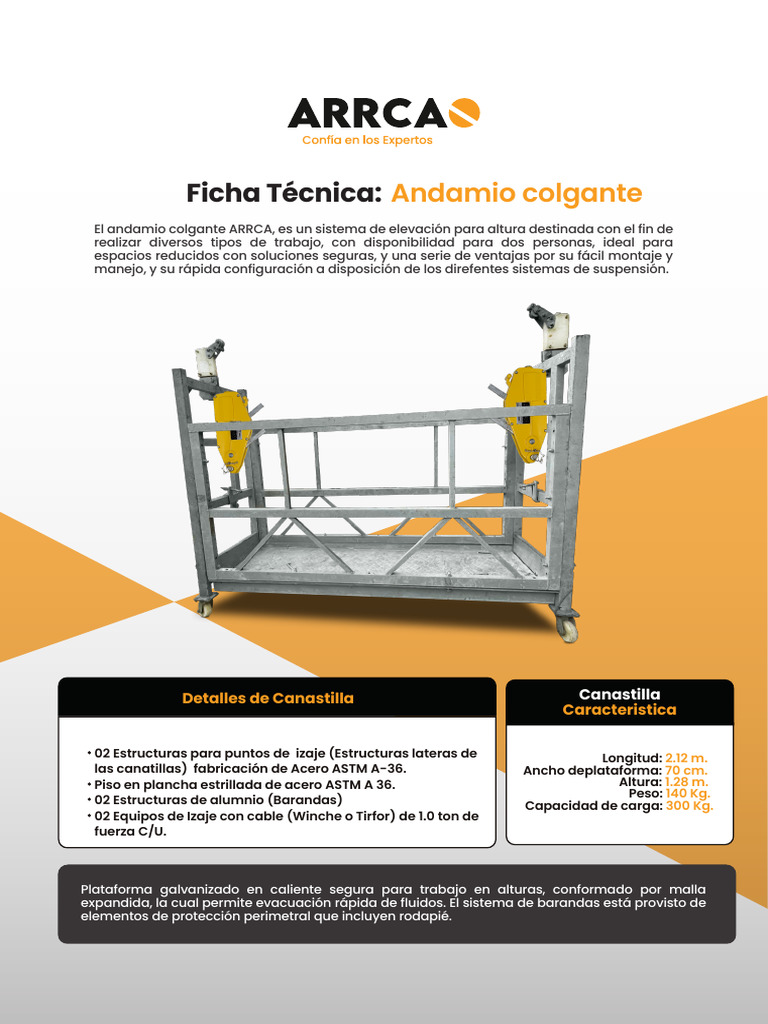 Andamio Colgante ARRCA: Ficha Técnica | PDF
