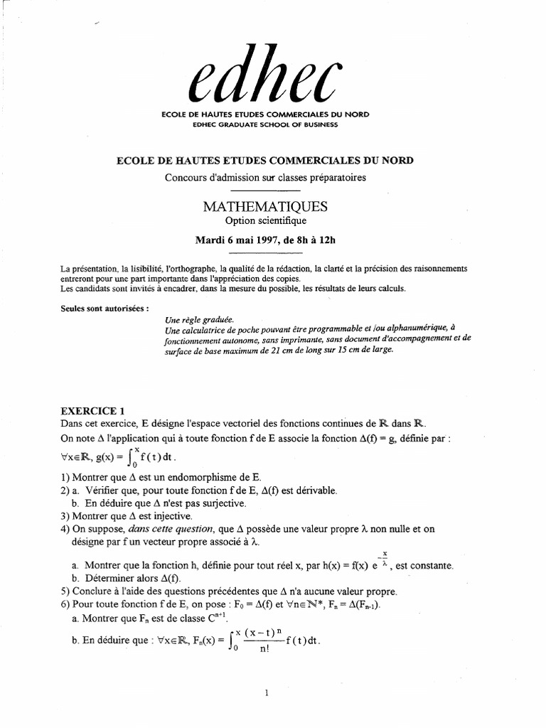 EDHEC 1997 en | PDF