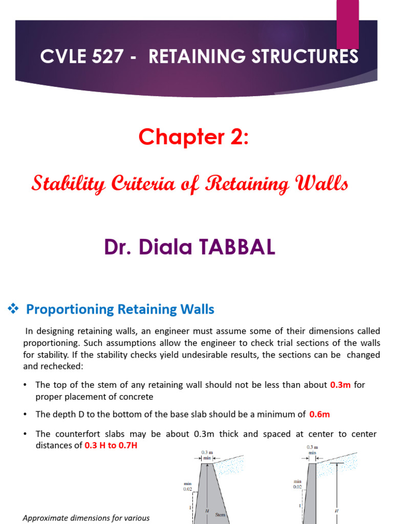 Chapter 2 - Stability of Retaining Wall | PDF | Applied And ...