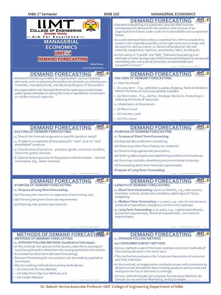 UNIT 2 Demand Forecasting | PDF