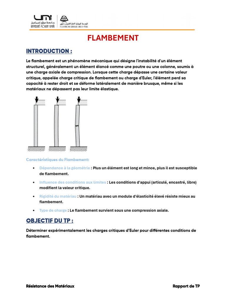 Charge critique et flambement des poutres | PDF | Flambage | Résistance ...