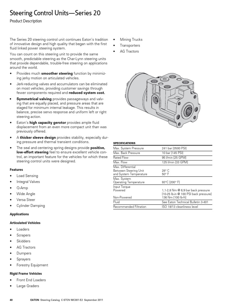 Eaton Series 20 Steering Control Units | PDF | Valve | Mechanical ...