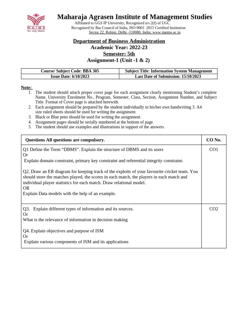 Assignment1 ISM | PDF