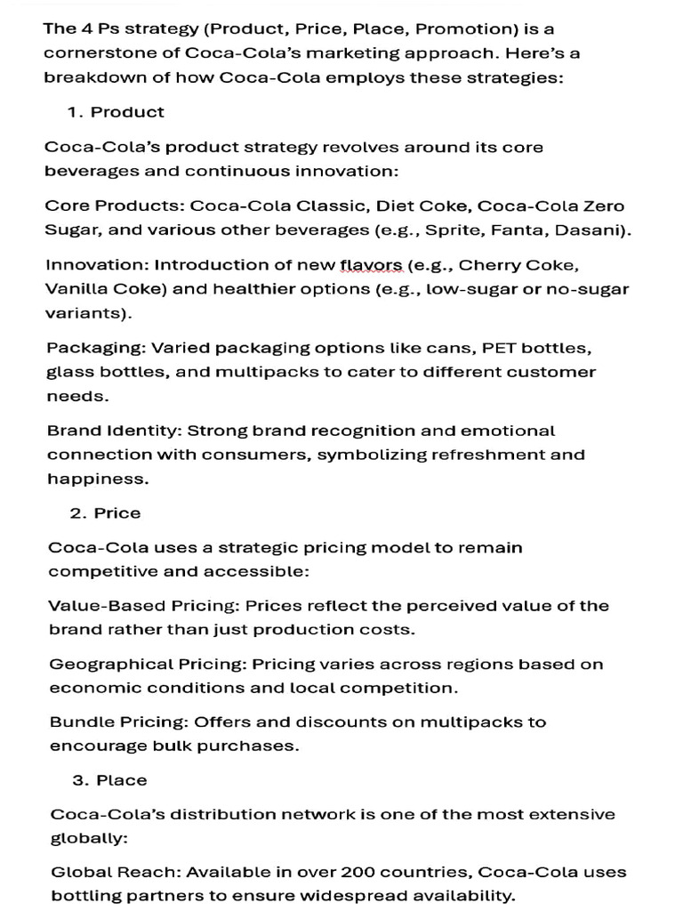Coca-Cola's 4 Ps and STP Marketing Strategy | PDF | The Coca Cola ...
