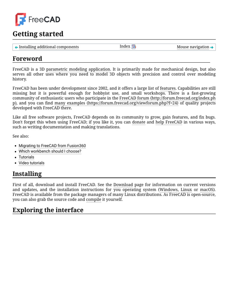 Getting Started Freecad Documentation Pdf Scripting Language