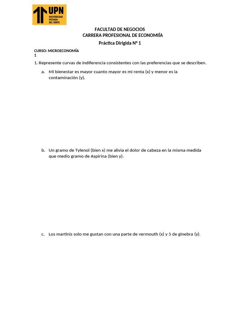 Práctica Dirigida 1 ECONOMIA | PDF