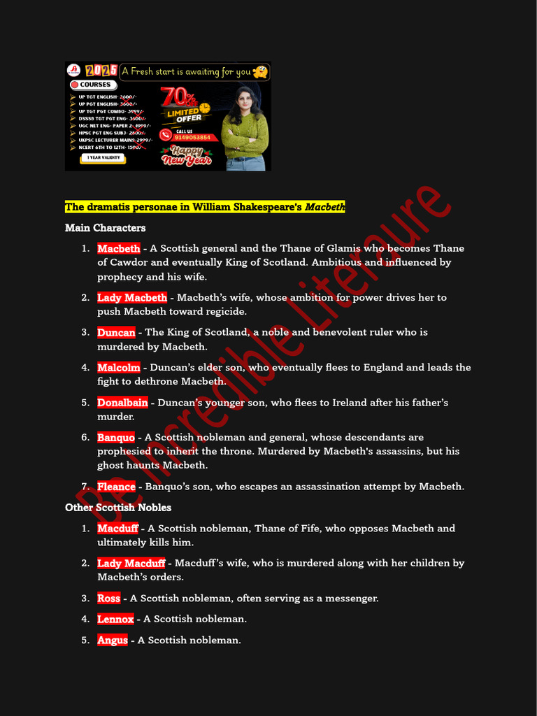 Shakespeare Characters | PDF | Macbeth | Hamlet