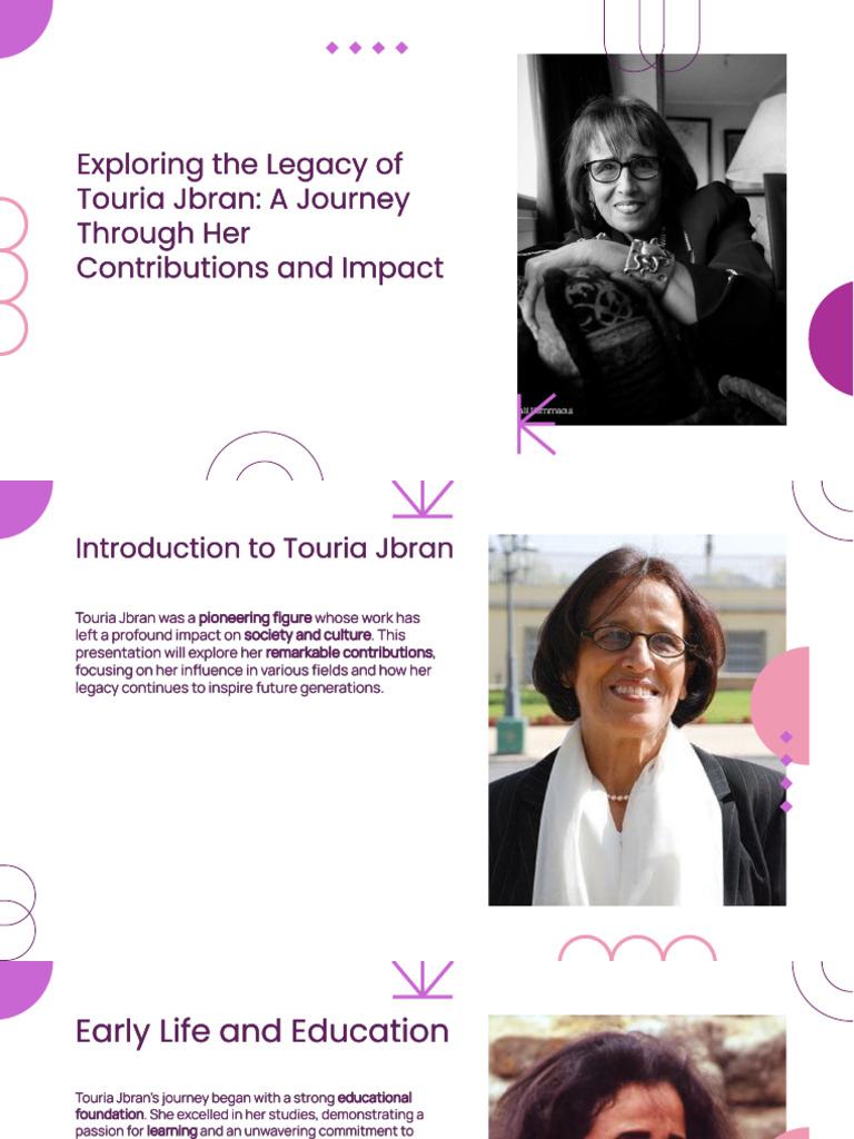 Slidesgo Exploring The Legacy of Touria Jbran A Journey Through Her Contributions and Impact ...