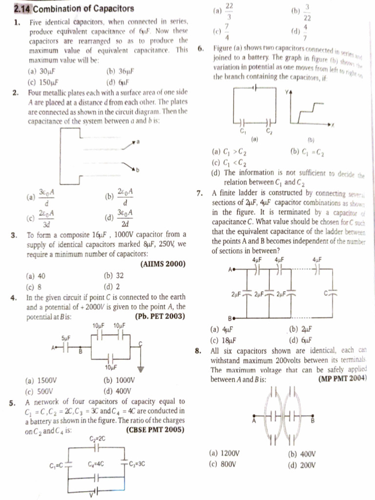 Capacitor Combinations and Calculations | PDF | Capacitor | Capacitance