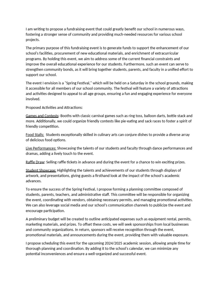 Fund Raising Proposal | PDF | Fundraising