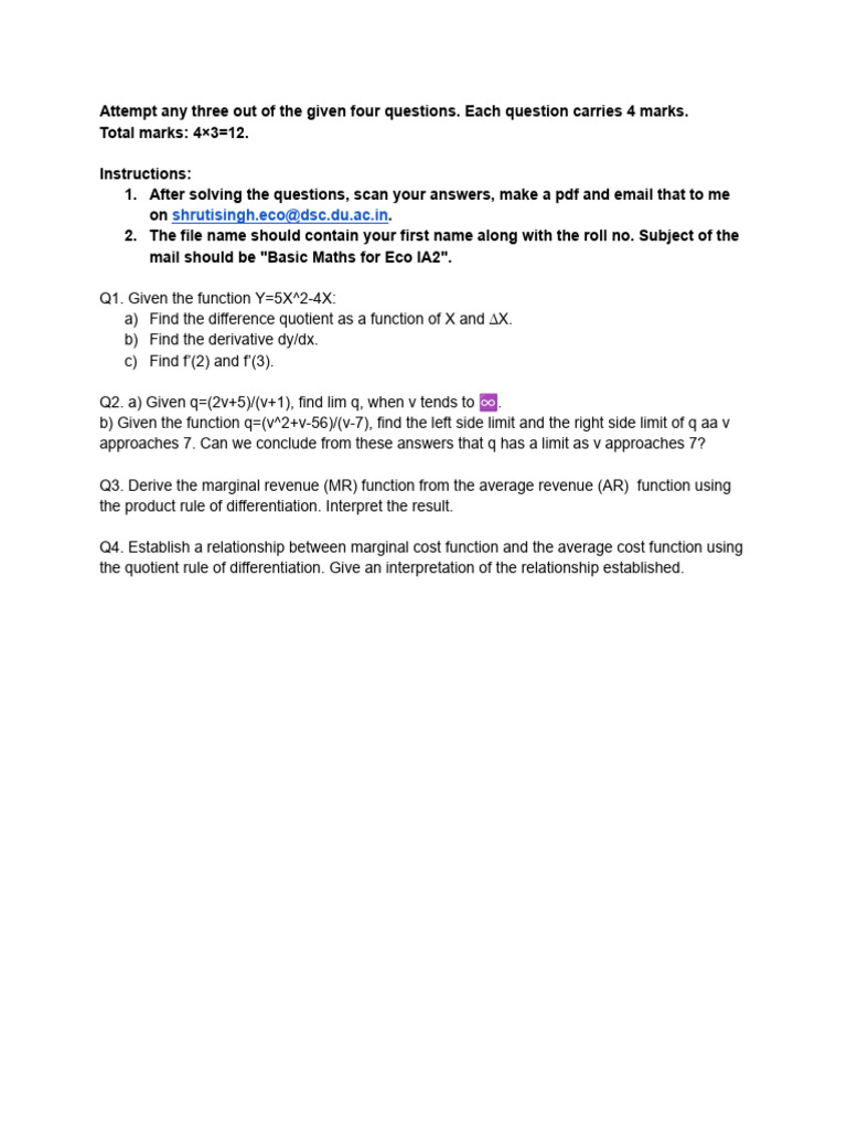 Basic Maths QP IA29490424 | PDF