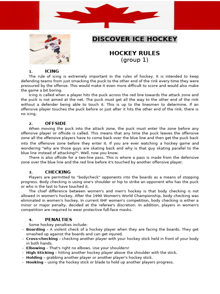 Ice Hockey Rules and Icing Explained | PDF | Ice Hockey | Indoor Sports