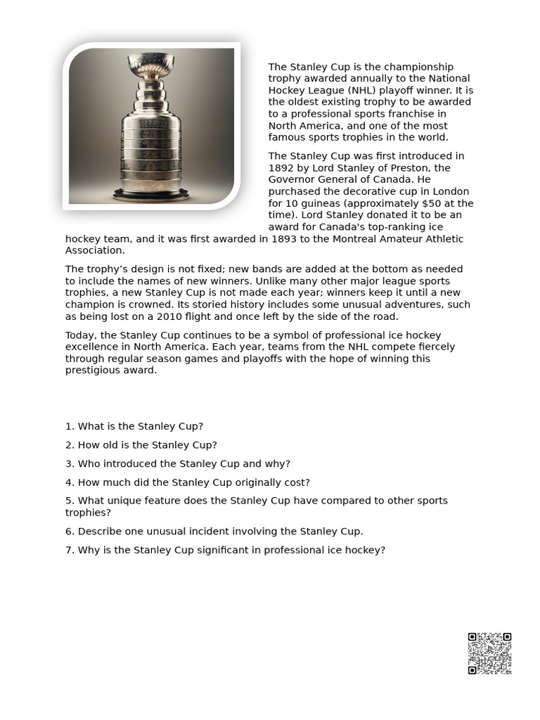 History and Significance of the Stanley Cup | PDF