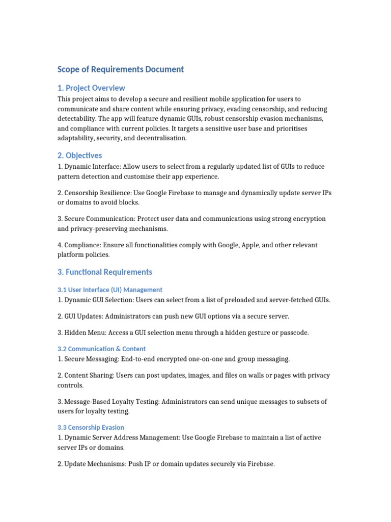 Scope of Requirements Document | PDF | Mobile App | Graphical User ...
