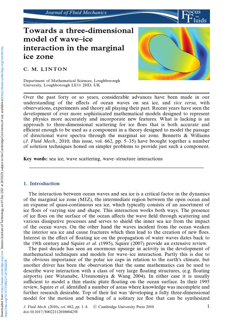 3D Wave-Ice Interaction Model in MIZ | PDF | Waves | Equations