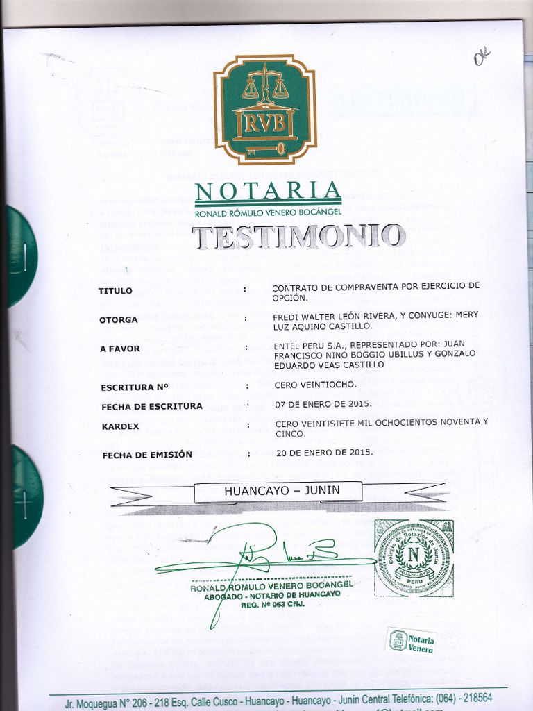 Escritura compraventa RSO 1 | PDF