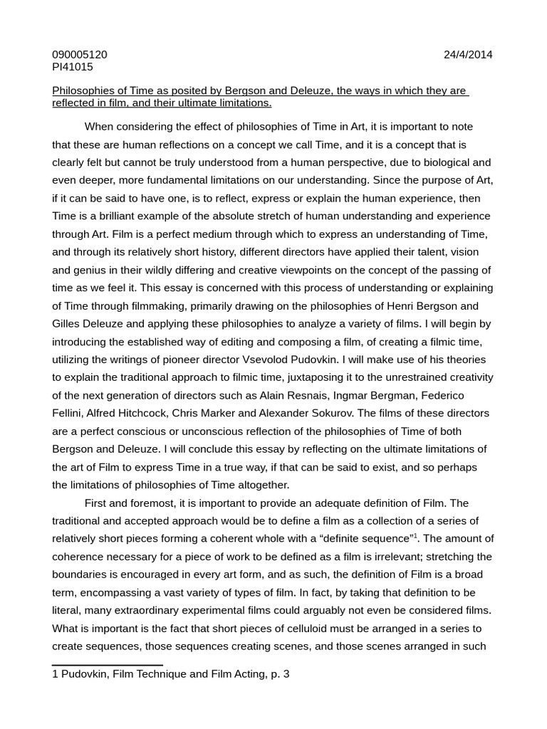 Philosophies of Time Essay | PDF | Henri Bergson | Time